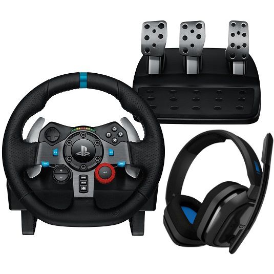 הגה מירוצים עם דוושות מדגם Driving Force G29 מבית Logitech + אוזניות ...